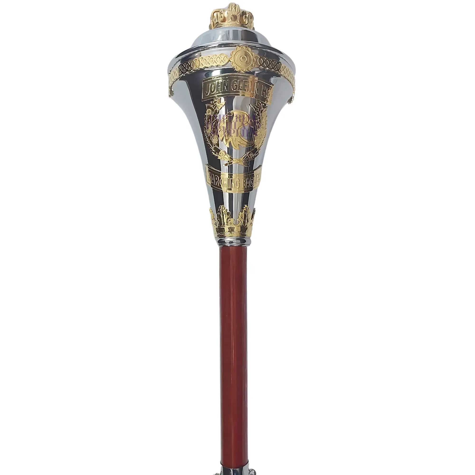Custom Made Drum Major Mace Stave With Scrolls & Crown Top