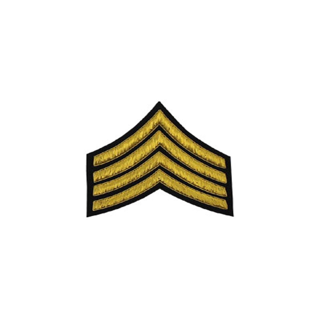 4 Stripe Chevrons Badge Gold Bullion On Black – Imperial Highland Supplies